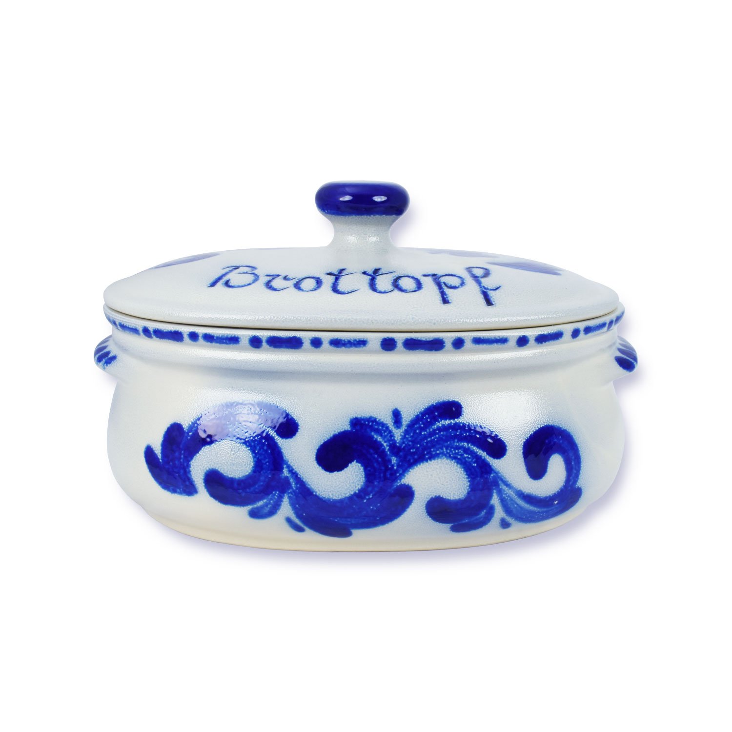 Brottopf, RUMP-Topf aus Westerwald-Keramik oval klein, Dekor blau